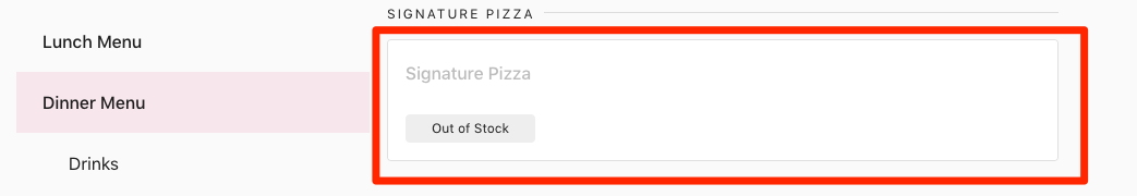 Matrix Inventory for Online Ordering XT