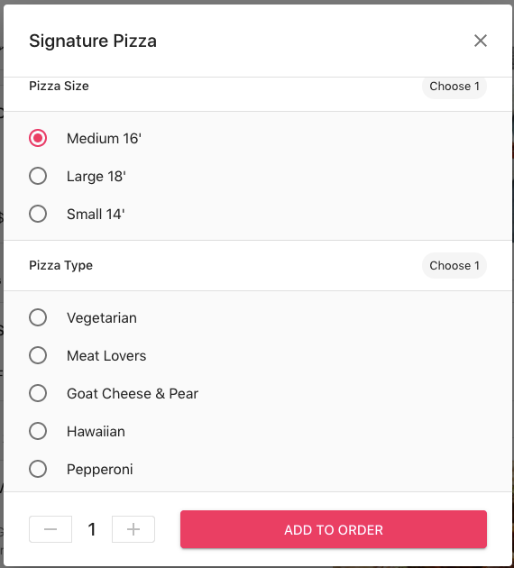Matrix Inventory for Online Ordering XT