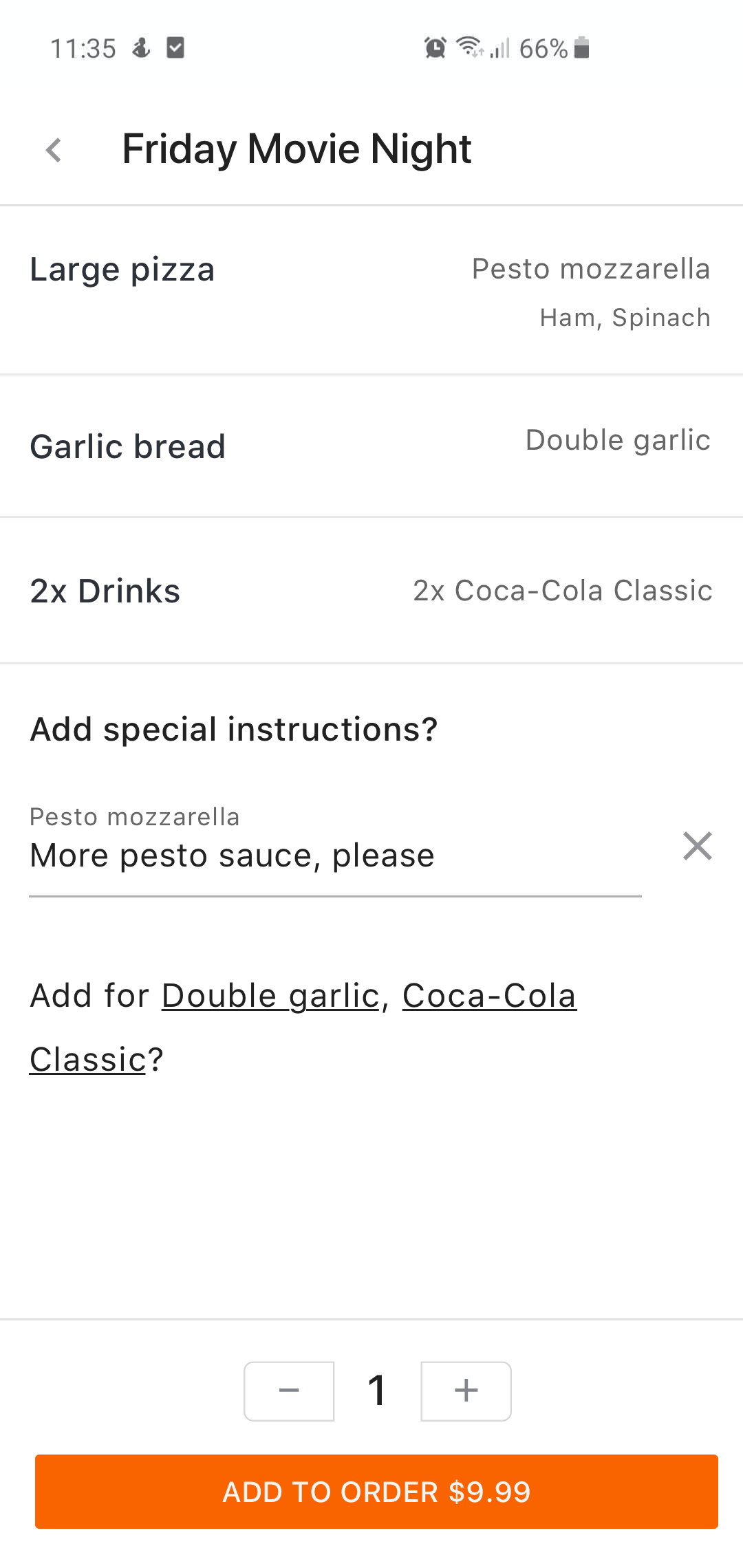 Online Ordering XT: Group Combos