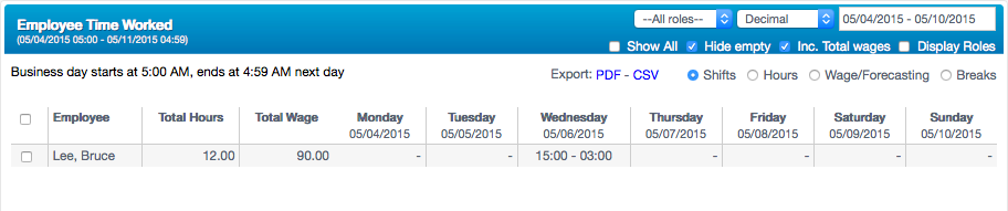 How Day Start Time under Time Sheet Rules affects Time Worked Report
