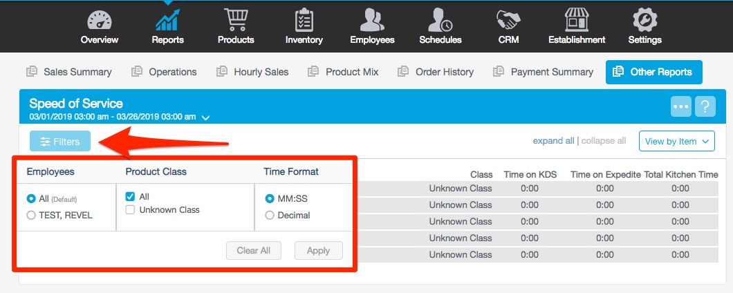 Speed of Service Report