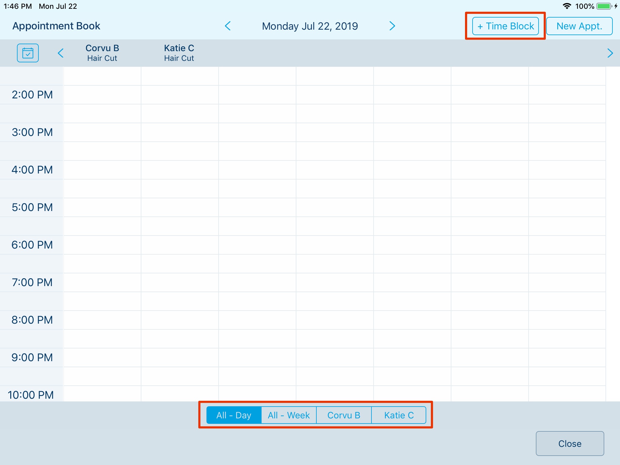 Reservations: Creating a Time Block