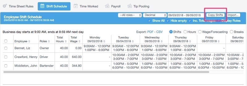 Creating Shift Schedules