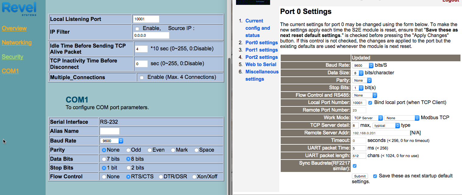 Reconfiguration of R212/PTS401 Serial Servers
