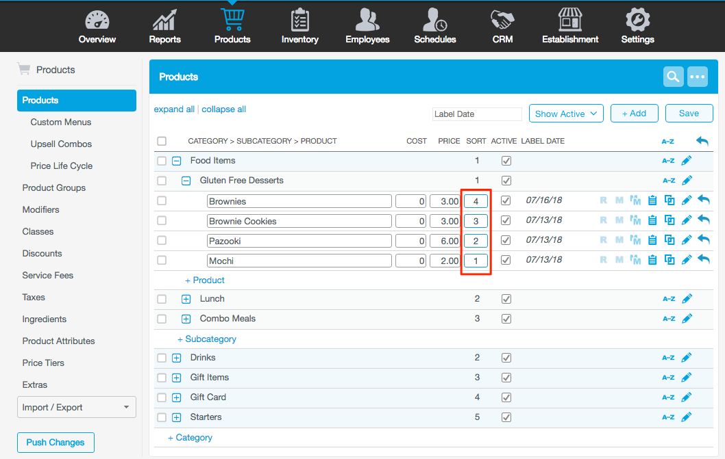 How to Change the Display Order of Products