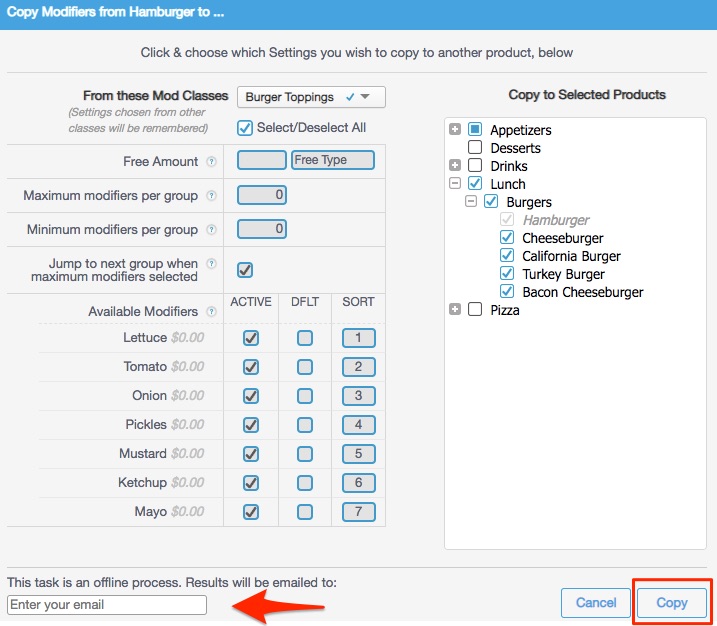 How to Copy Modifiers to Multiple Products