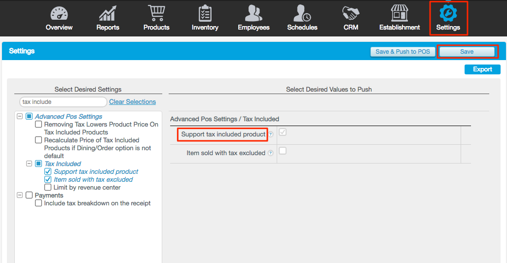 Tax Inclusive Products