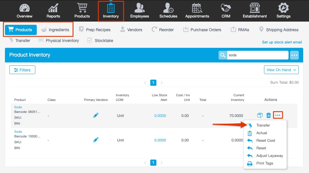 Bulk Inventory Transfer & Ingredient to Product Transfer