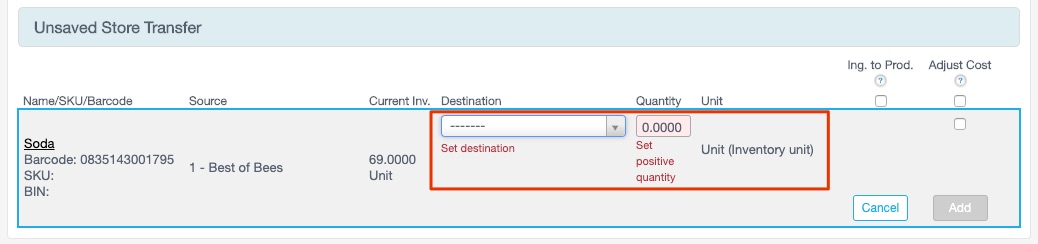 Bulk Inventory Transfer & Ingredient to Product Transfer