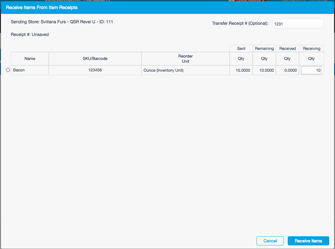 Multi-Establishment Inventory Transfer