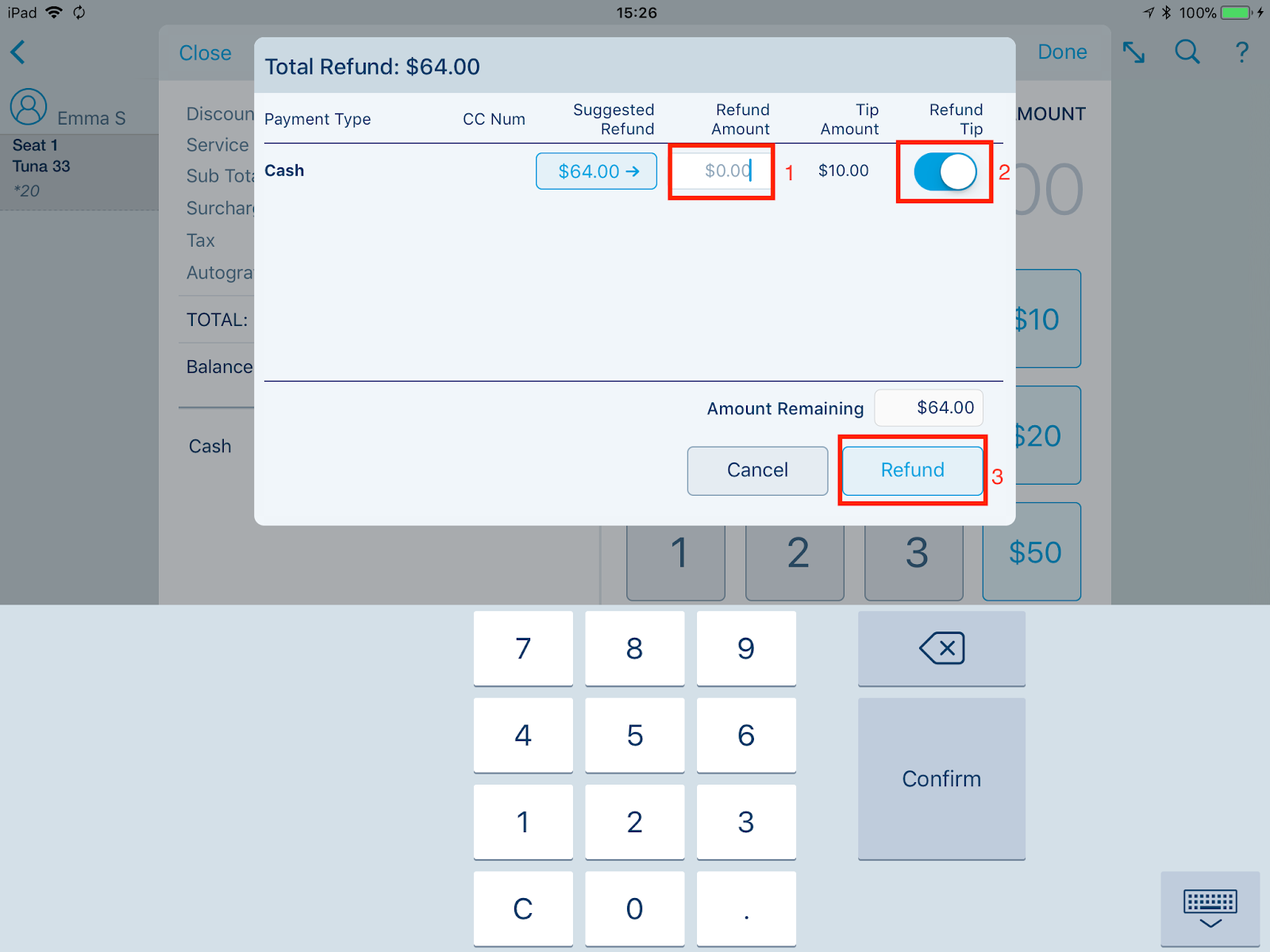 Refunds: Refunding Tips Only