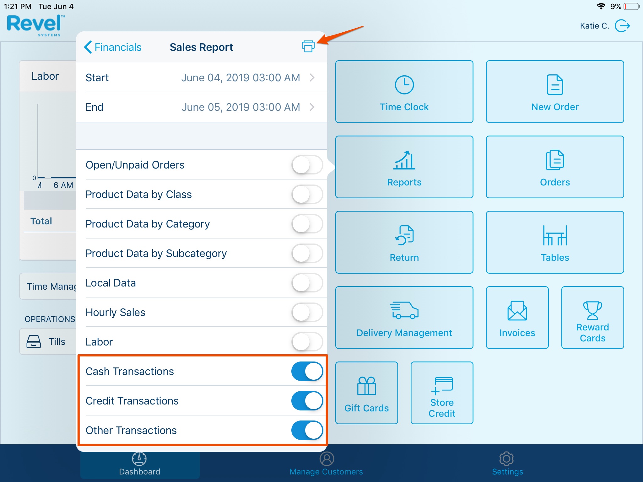 Viewing Reports on the Point of Sale
