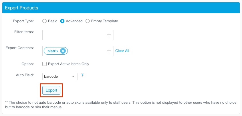 Import Matrix Inventory