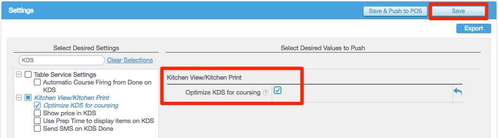 Optimize KDS for Coursing