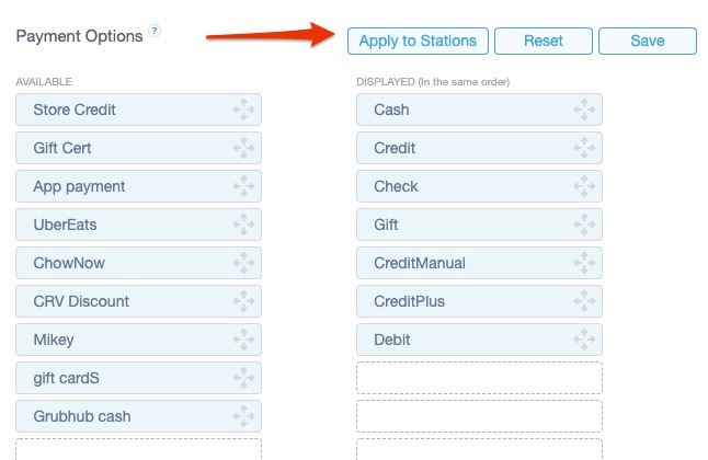 Customizing Order, Payment and Action Options