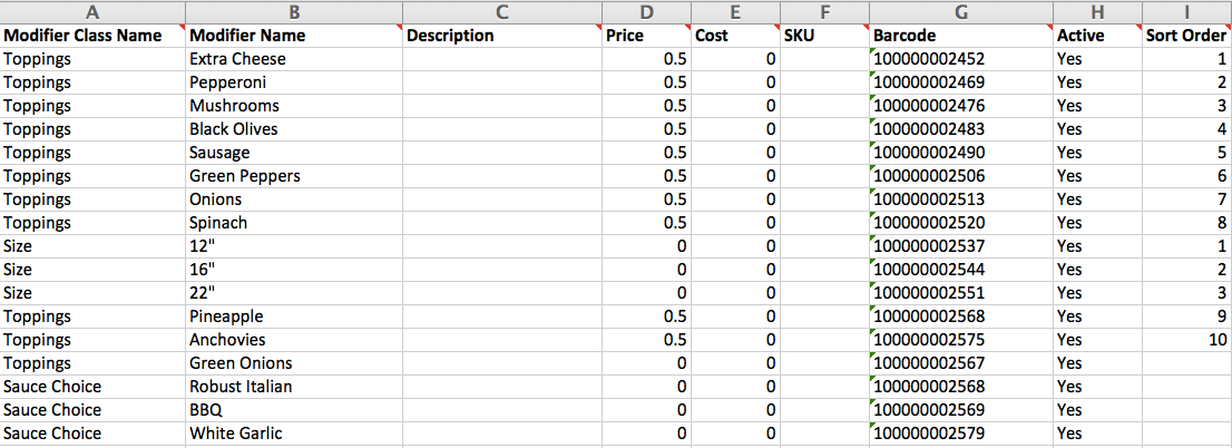 How to Import and Export Modifiers Using Excel – Individual Point of Sale