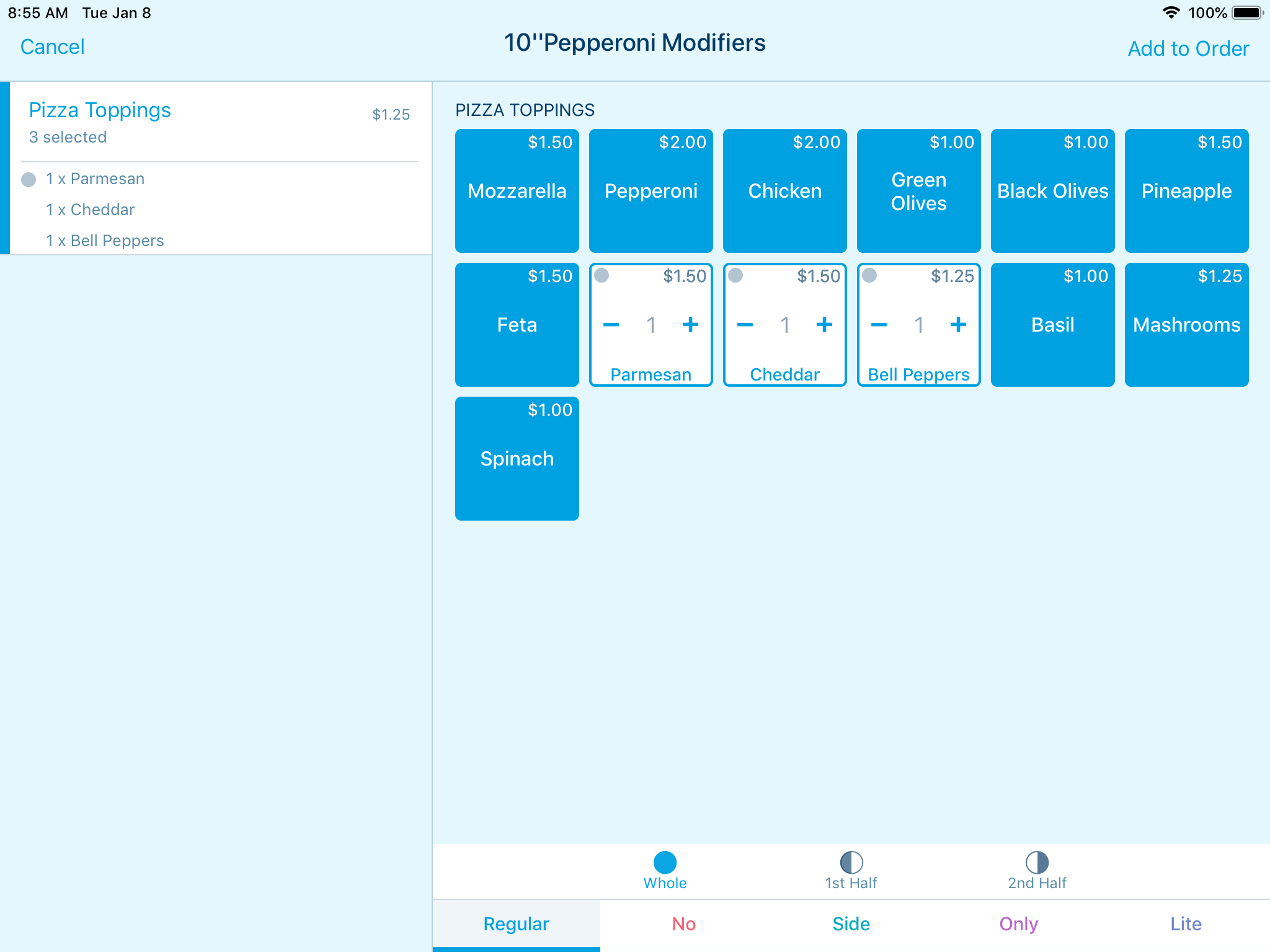 Pizza Menu Build Styles