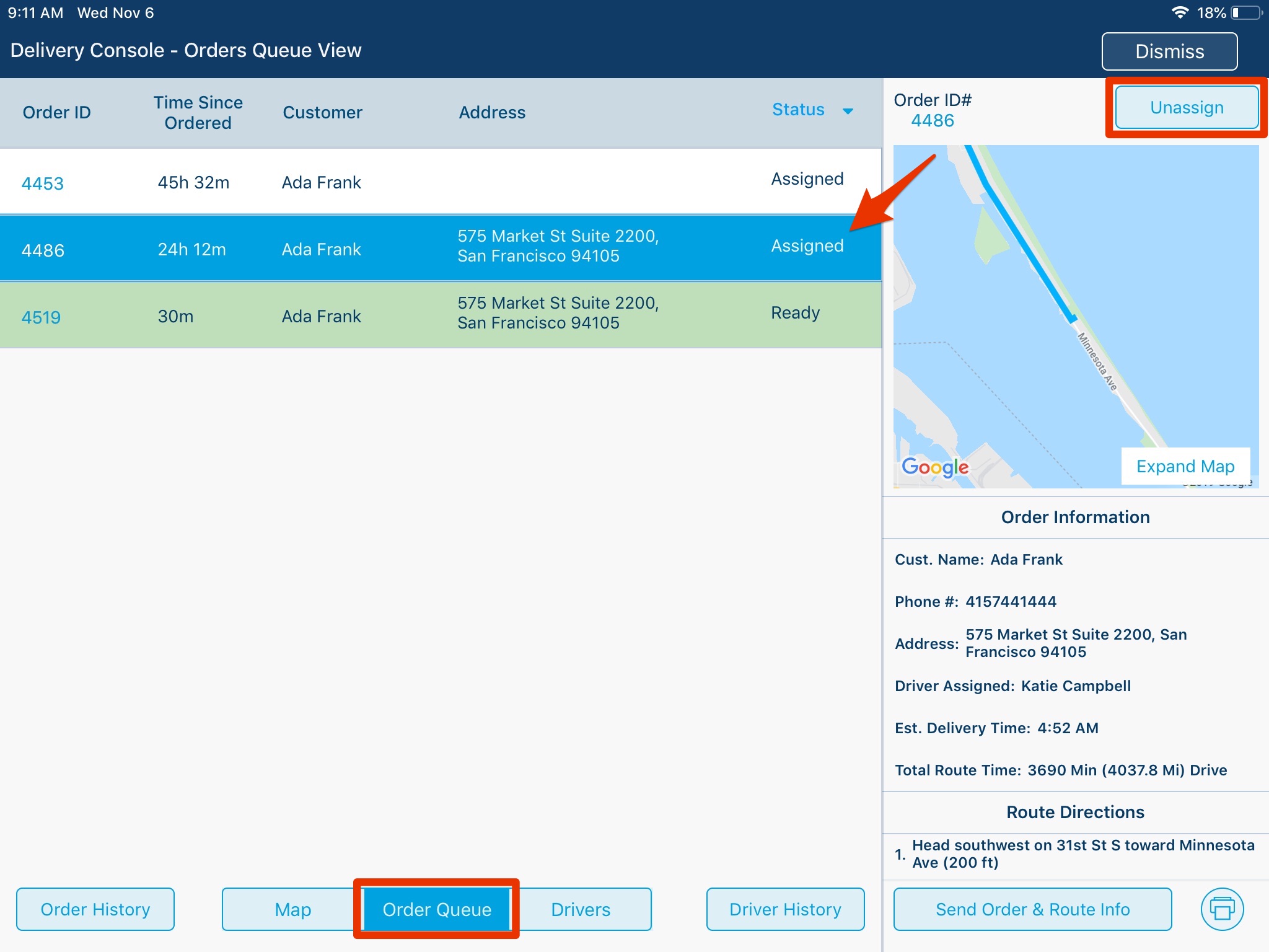 Delivery Management Written Instructions